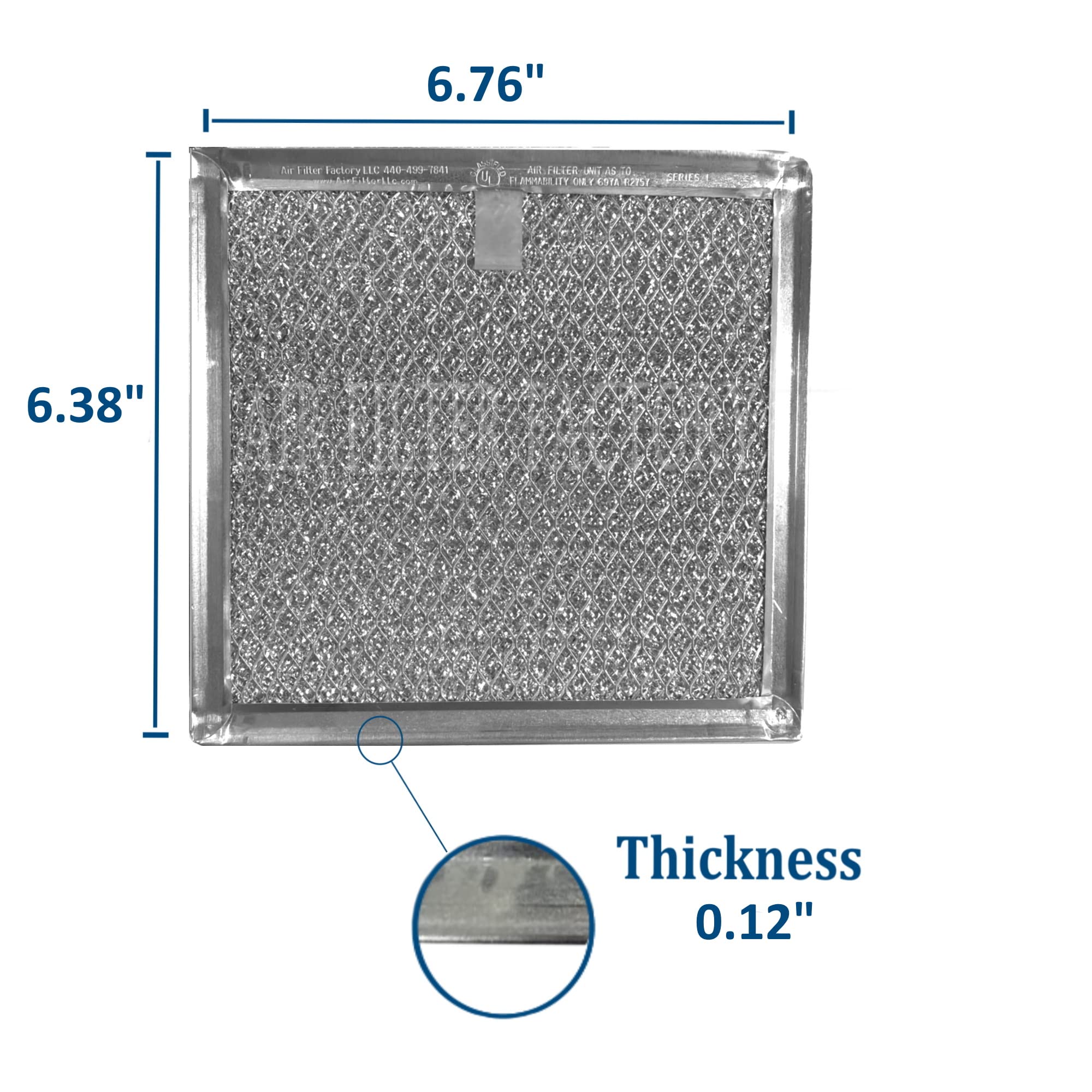 Air Filter Factory Replacement For WB02X11534 GE 6.37 x 6.75 x 0.09 Inches Microwave Oven Aluminum Mesh Grease 12-Layer Vent Filter 2-Pack