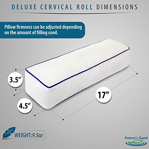 Nature's Guest Adjustable Cervical Neck Roll Bolster Pillow, Better Than Memory Foam Pillow, Neck Pillow for Sleeping, Cervical Cylinder Pillow for Spine Back, Neck Pain, Travel Pillow Leg Bed Pillow
