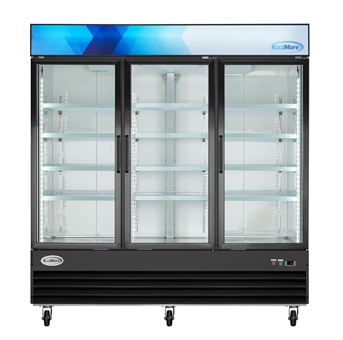 KoolMore - MDR-3GD Koolmore 78 1/4" Commercial Glass 3 Door Display Refrigerator Merchandiser - Upright Beverage Cooler with LED Lighting - 53 Cu. Ft. Black