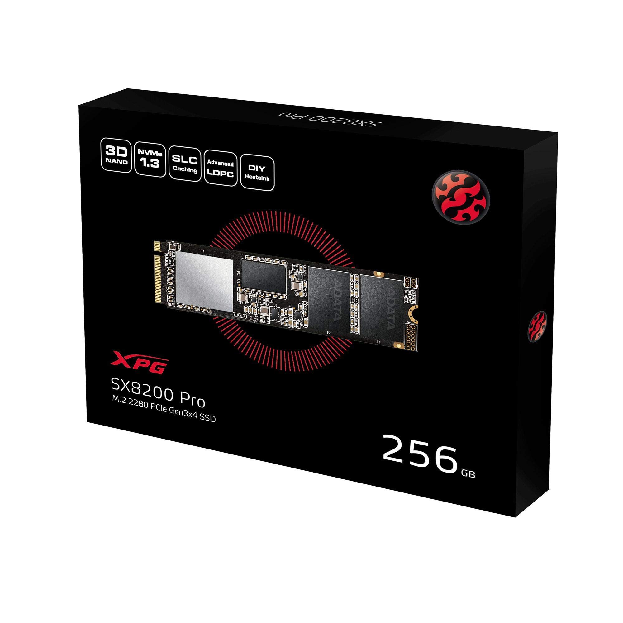 XPG SX8200 Pro 256GB 3D NAND NVMe Gen3x4 PCIe M.2 2280 Solid State Drive R/W 3500/3000MB/s SSD (ASX8200PNP-256GT-C)