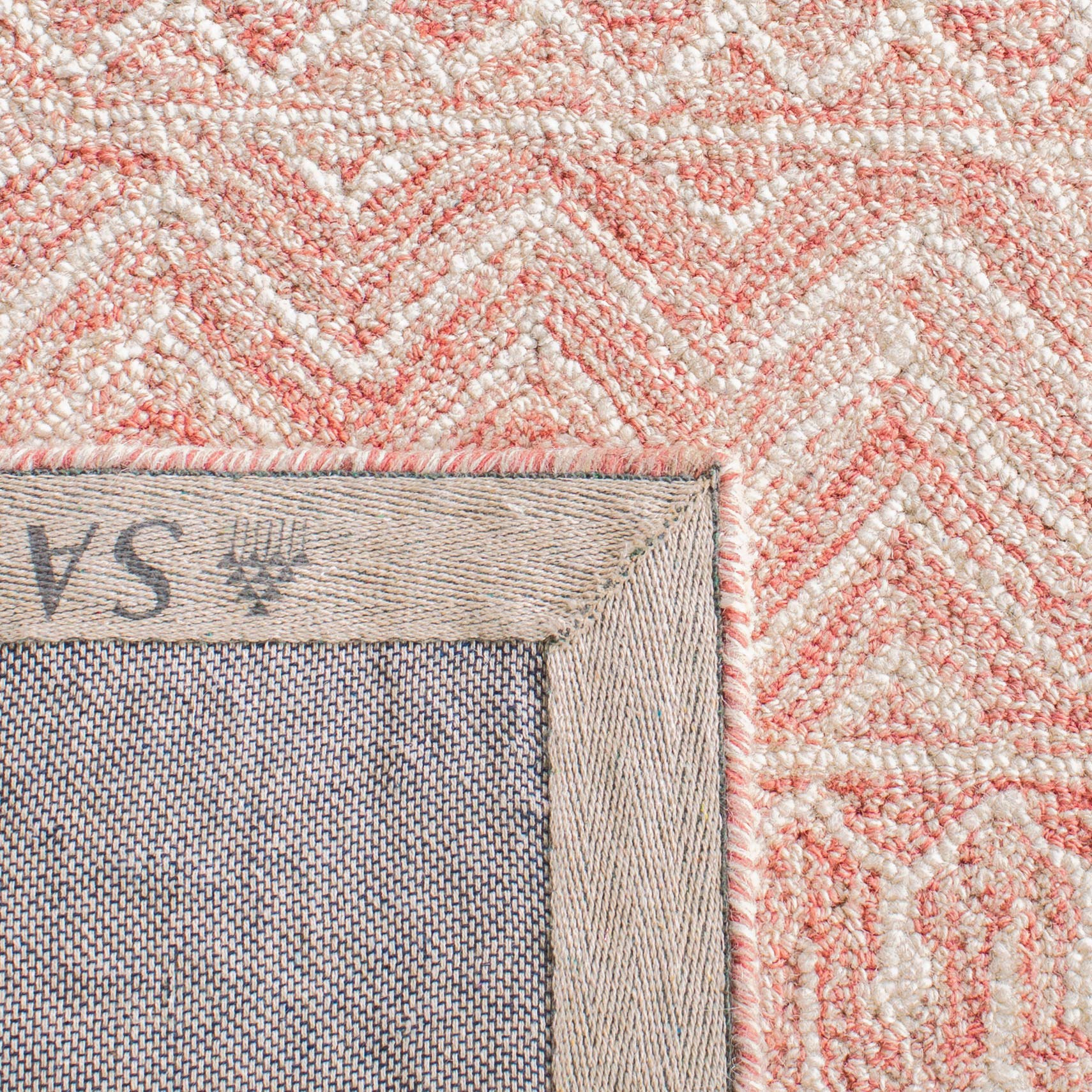 SAFAVIEH Micro-Loop Collection Area Rug - 8' x 10', Pink & Ivory, Handmade Moroccan Boho Tribal Wool, Ideal for High Traffic Areas in Living Room, Bedroom (MLP502U)