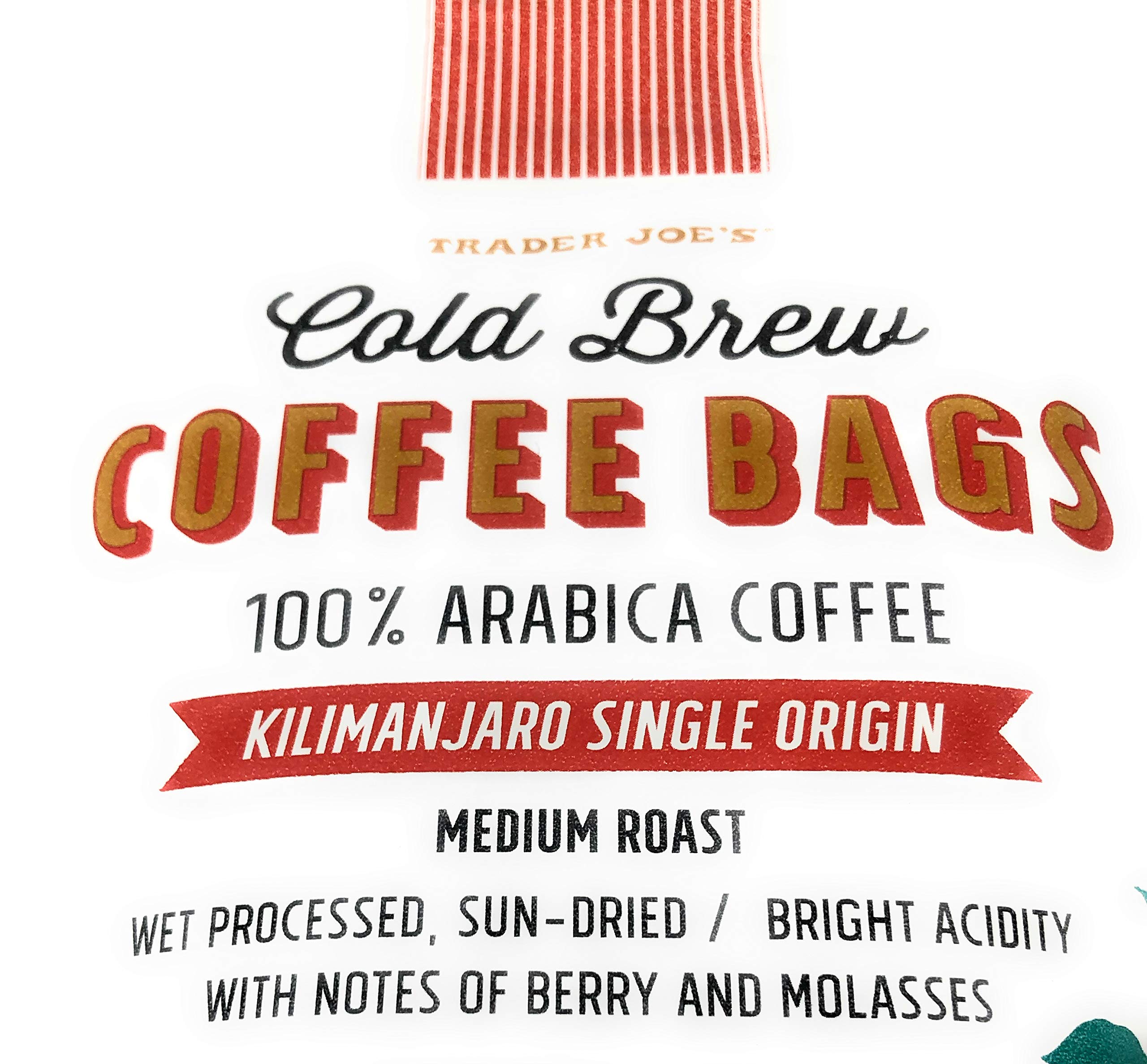 Trader Joes Cold Brew Coffee Bags - 12 Coffee Bags Total - 100% Arabica Coffee, Kilimanjaro Single Origin, Medium Roast