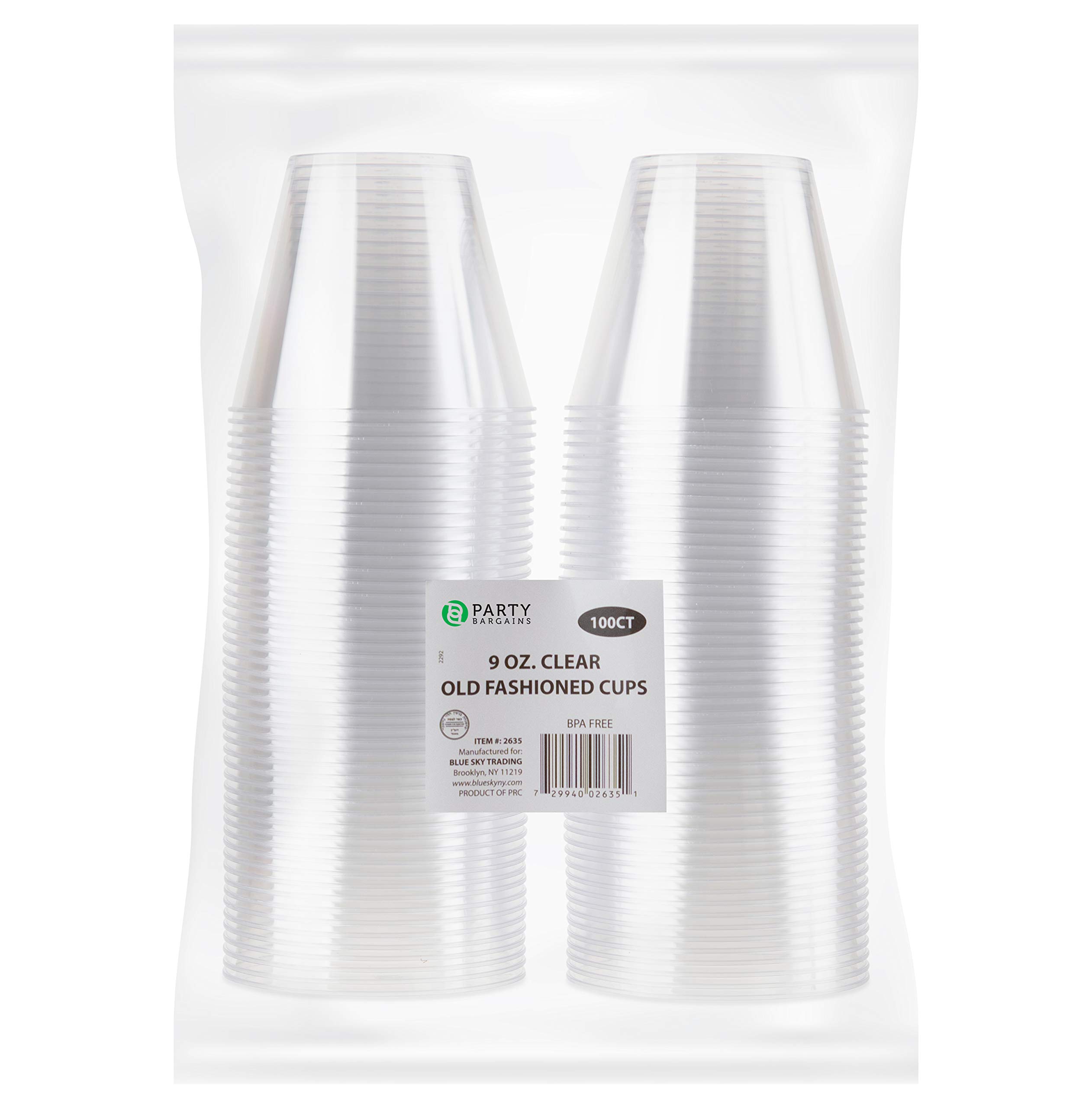 Clear Old Fashioned Cups - 9 oz (100 Count) - Premium Plastic, Elegant & Durable - Perfect for Parties, Events, and Everyday Use