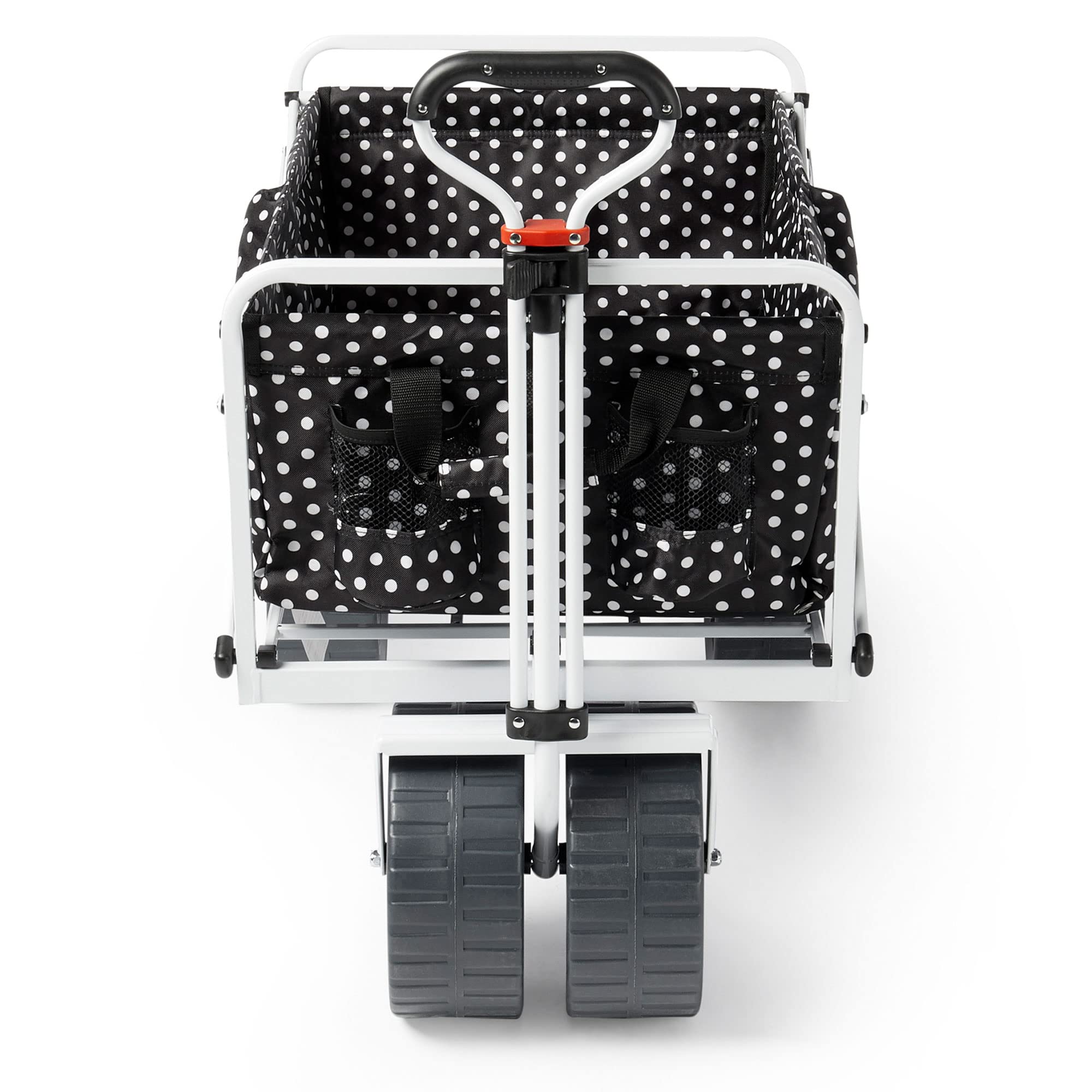 MacSports Heavy Duty Steel Frame Collapsible Folding 150 Pound Capacity Outdoor Beach Garden Utility Wagon Cart with 4 All Terrain Wheels, Black Dots