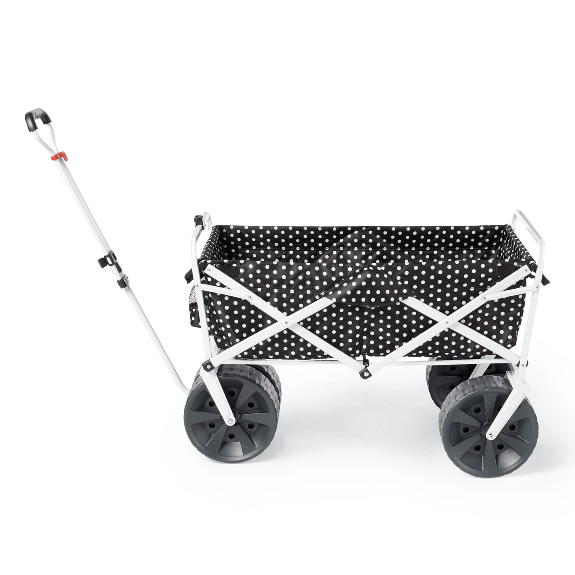 MacSports Heavy Duty Steel Frame Collapsible Folding 150 Pound Capacity Outdoor Beach Garden Utility Wagon Cart with 4 All Terrain Wheels, Black Dots