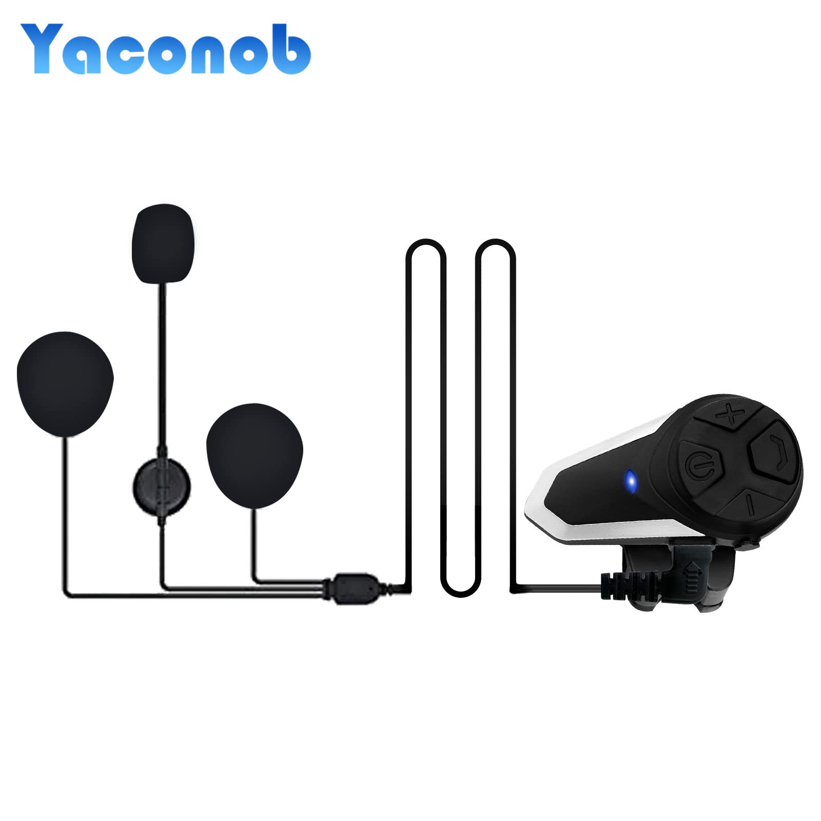 Yaconob Motorcycle Bluetooth Headset BT-S3NS 1000m Motorcycle Helmet Bluetooth Radio Intercom Wireless Interphone to 2-3 Riders (Waterproof/Handsfree/Stereo Music/FM Radio/GPS/MP3 (1 Pack)