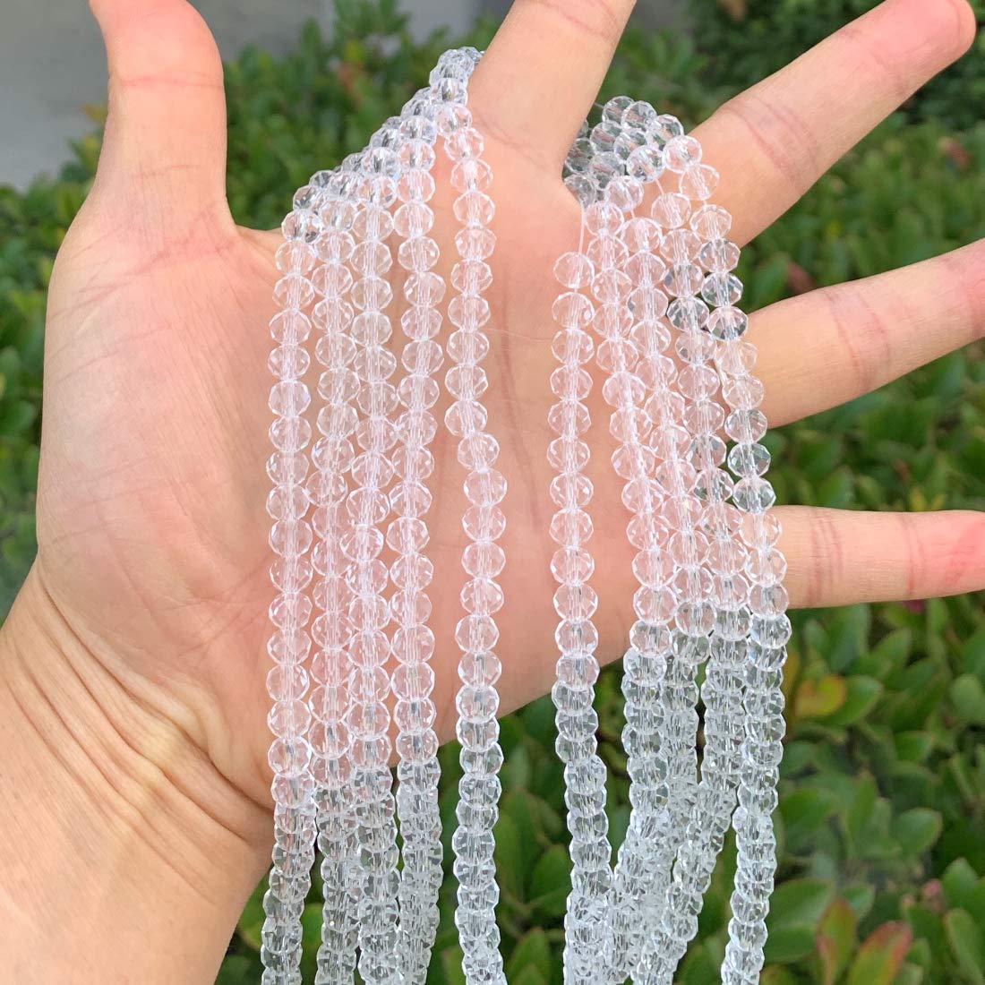5 Strands Czech Faceted Rondelle Crystal Glass Loose Beads 6mm Spacer Bulk Crystal Clear (420-430pcs) for DIY Jewelry Craft Making CCR601