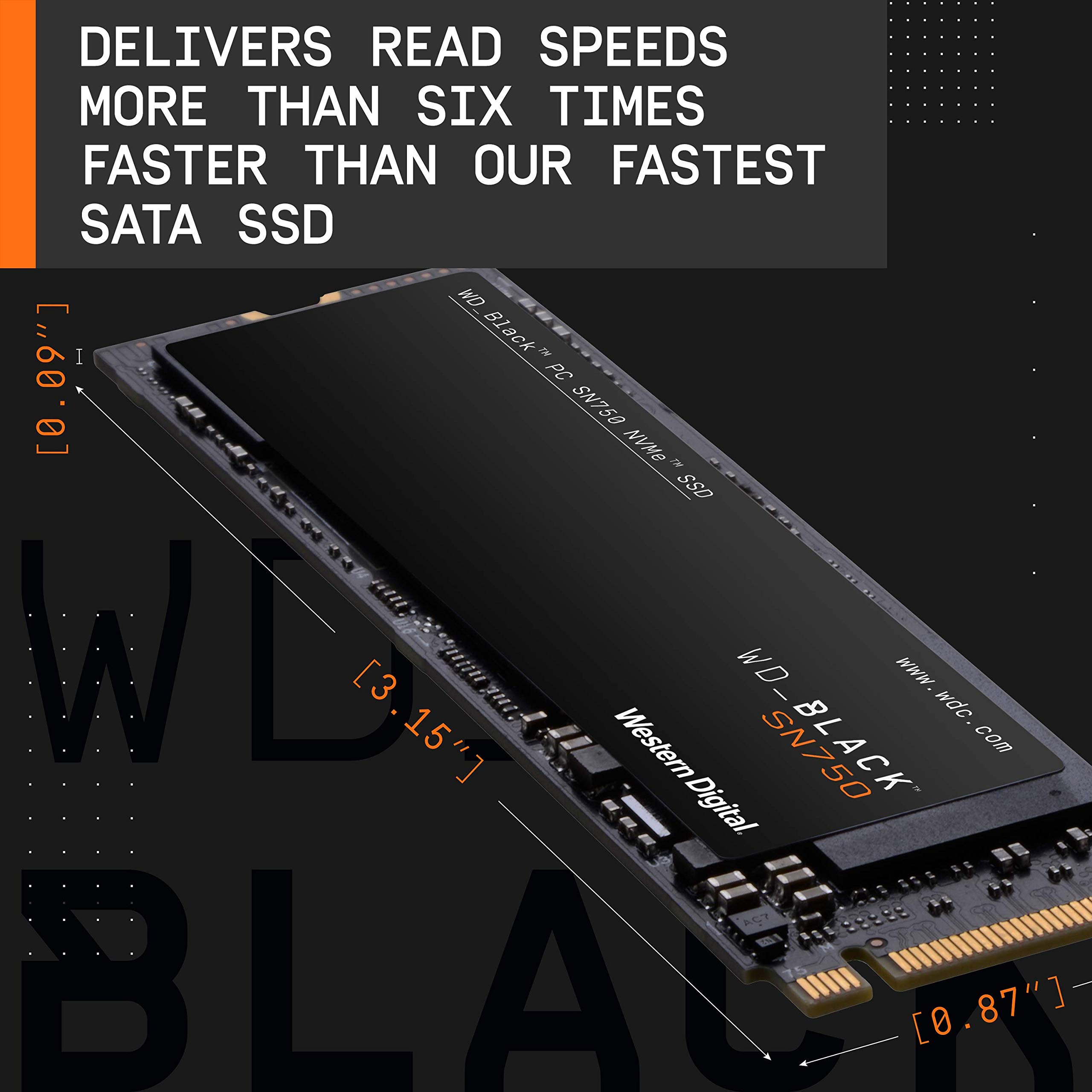 WD_BLACK 500GB SN750 NVMe Internal Gaming SSD Solid State Drive - Gen3 PCIe, M.2 2280, 3D NAND, Up to 3,430 MB/s - WDS500G3X0C