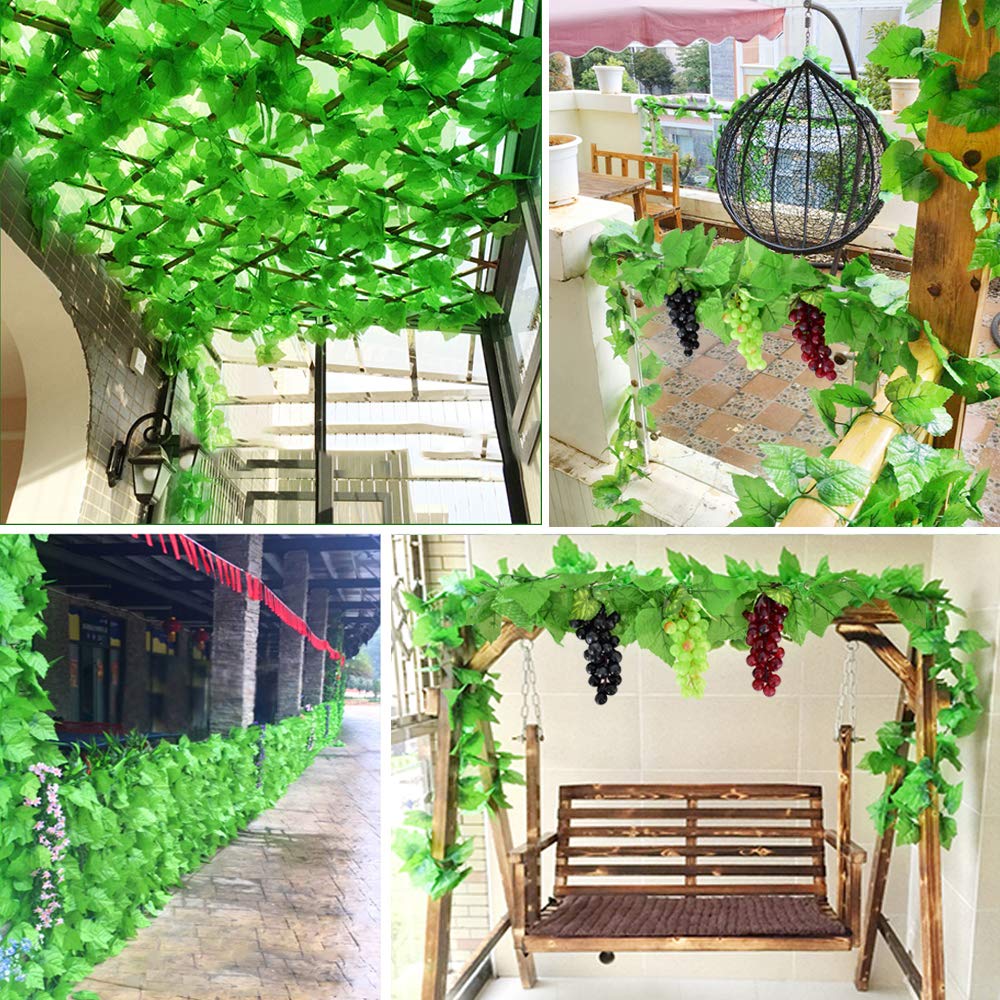 HUIANER Fake Grapes 3 Bunches of Simulation Fruit with Artificial Grape Vines Lifelike Grapr Leaves for Wedding Home Indoor Outdoors Party Garden Wall Decoration