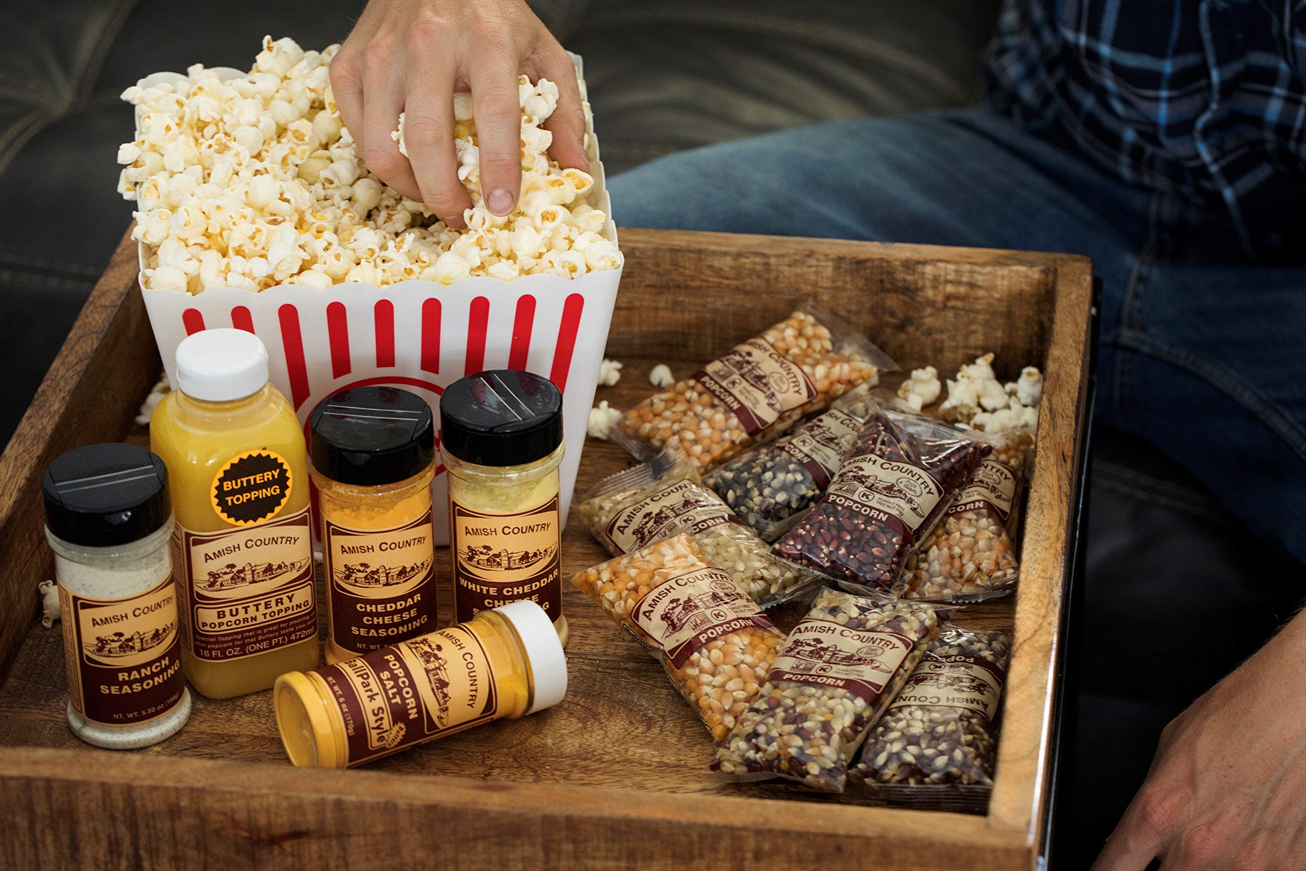 Amish Country Popcorn | 8-4 oz Bags | Air Pop Variety Sampler | Popcorn Kernels and Variety Topping Bundle | Old Fashioned, Non-GMO and Gluten Free