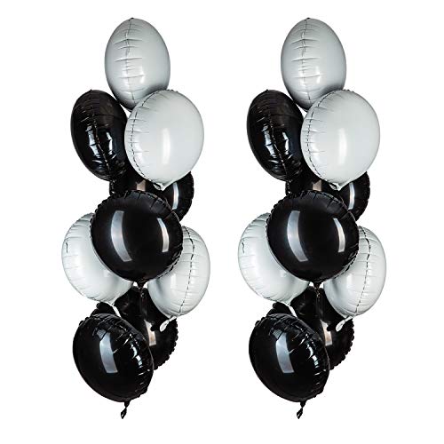 18" Black and White Round-Shaped Foil Balloons Mylar Helium Balloons for Wedding Baby Shower Birthday Party Decorations, Pack of 20
