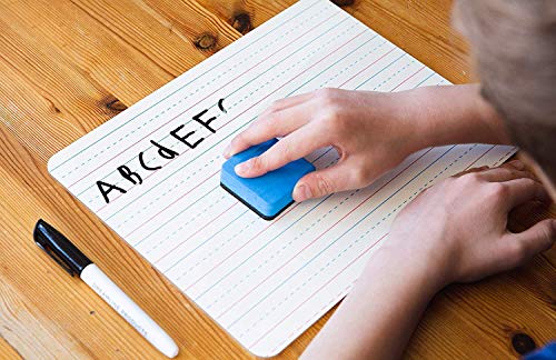 Double Sided Dry Erase Small White Board with Lines (12 Boards + 15 Pens/Erasers) - 9x12 Inch Dry Erase Board for Kids Lapboard, Mini Whiteboard, Small White Board Dry Erase for Students & Classroom