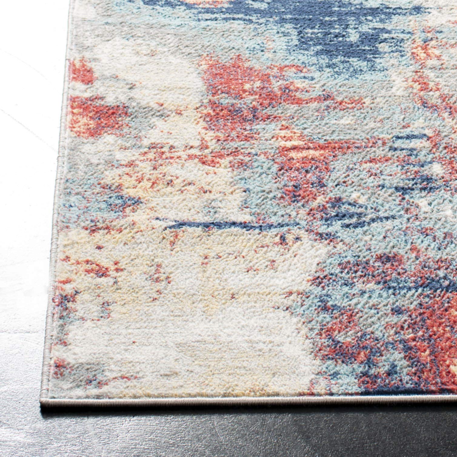 SAFAVIEH Jasper Collection Runner Rug - 2' x 12', Grey & Red, Modern Abstract Design, Non-Shedding & Easy Care, Ideal for High Traffic Areas in Living Room, Bedroom (JSP101C)