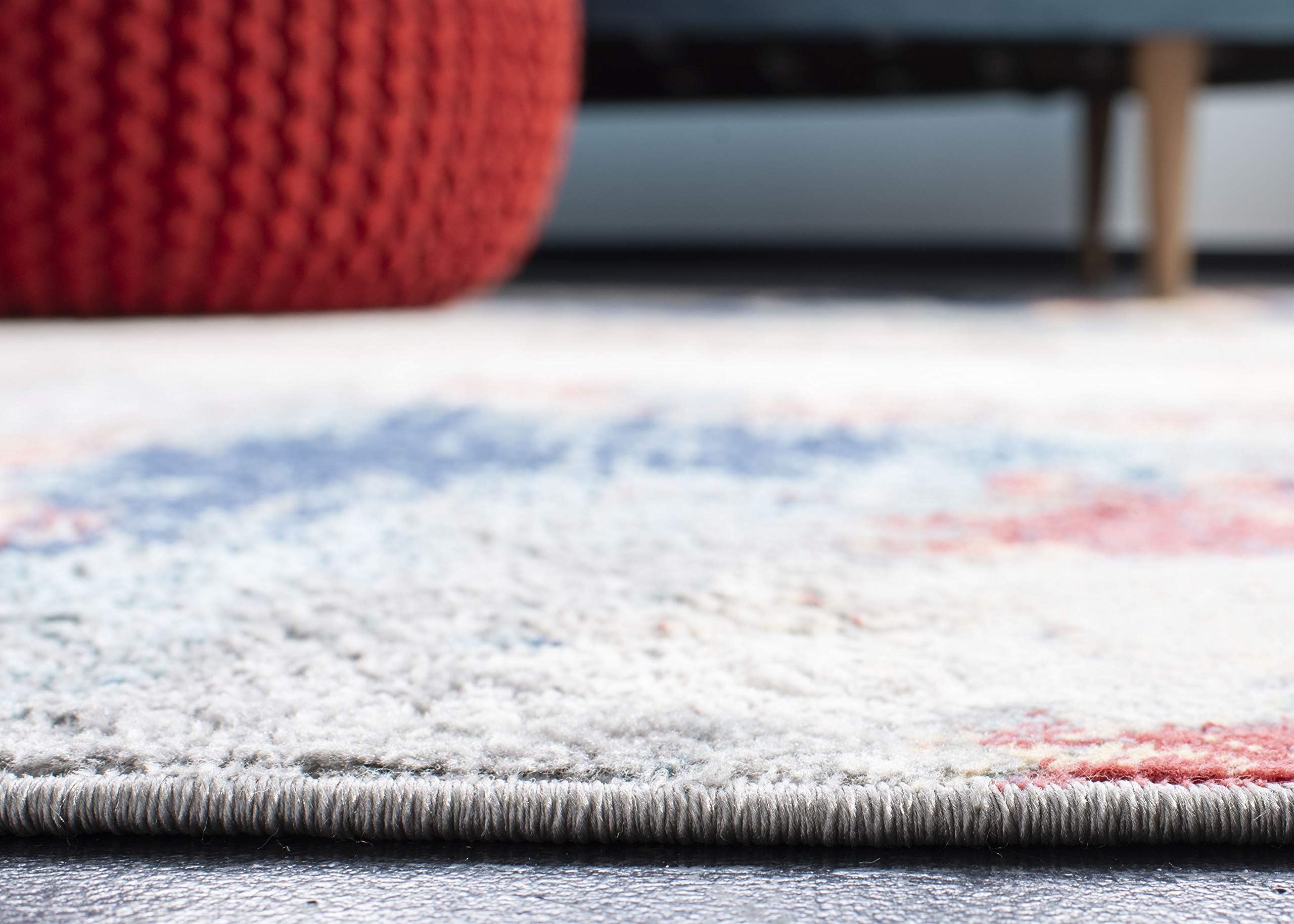 SAFAVIEH Jasper Collection Runner Rug - 2' x 12', Grey & Red, Modern Abstract Design, Non-Shedding & Easy Care, Ideal for High Traffic Areas in Living Room, Bedroom (JSP101C)