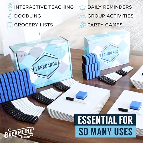 Double Sided Dry Erase Small White Board with Lines (12 Boards + 15 Pens/Erasers) - 9x12 Inch Dry Erase Board for Kids Lapboard, Mini Whiteboard, Small White Board Dry Erase for Students & Classroom