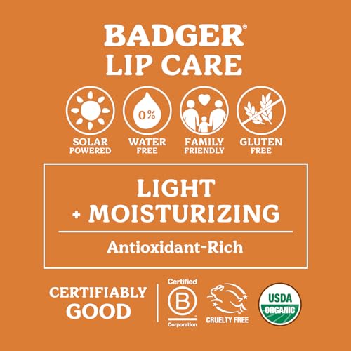 Badger Unscented Classic Lip Balm, 100% Organic Lip Balm for Sensitive Lips, Long Lasting Lip Moisturizer w/Light Silky Texture, 4 Pack
