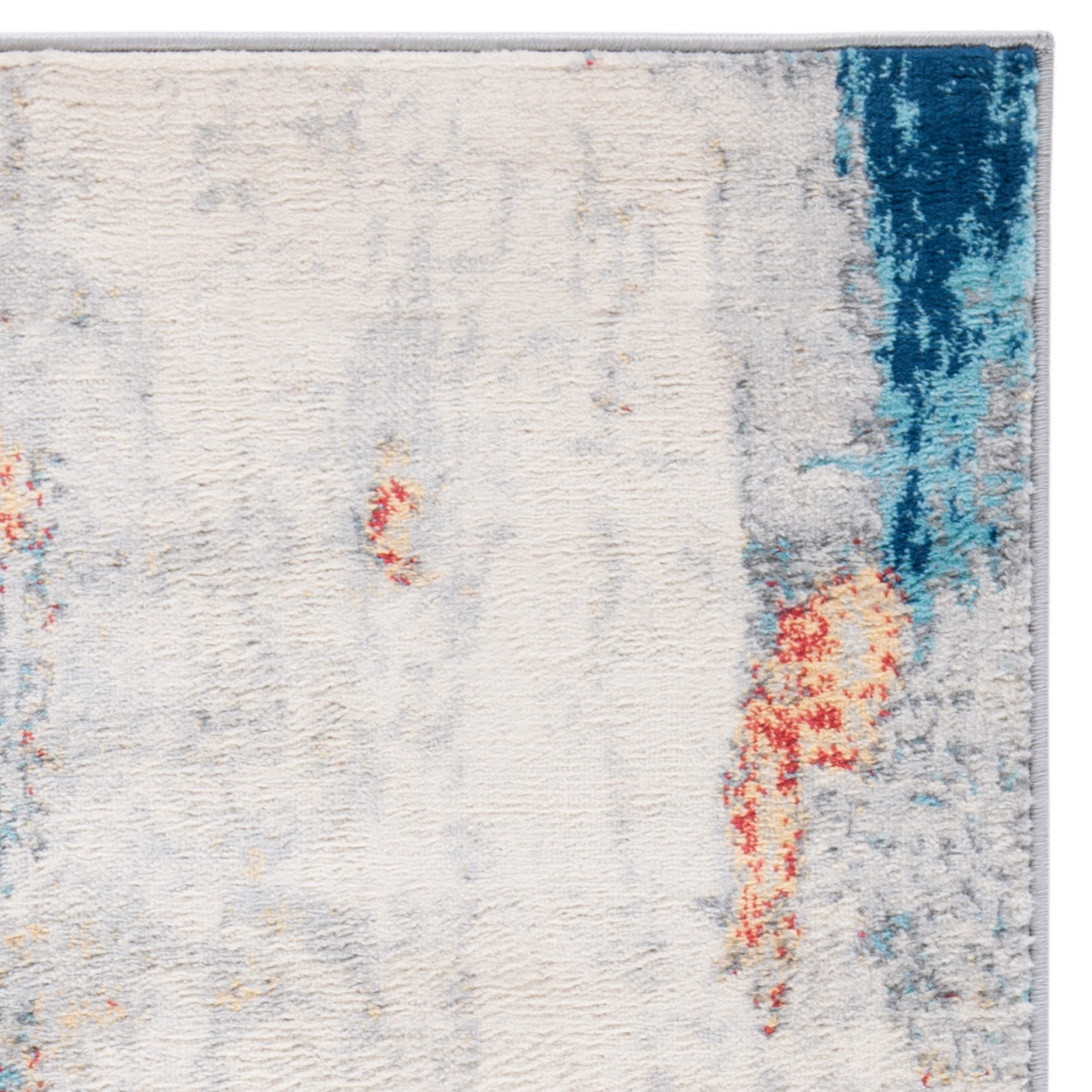 SAFAVIEH Jasper Collection Runner Rug - 2' x 12', Grey & Red, Modern Abstract Design, Non-Shedding & Easy Care, Ideal for High Traffic Areas in Living Room, Bedroom (JSP101C)