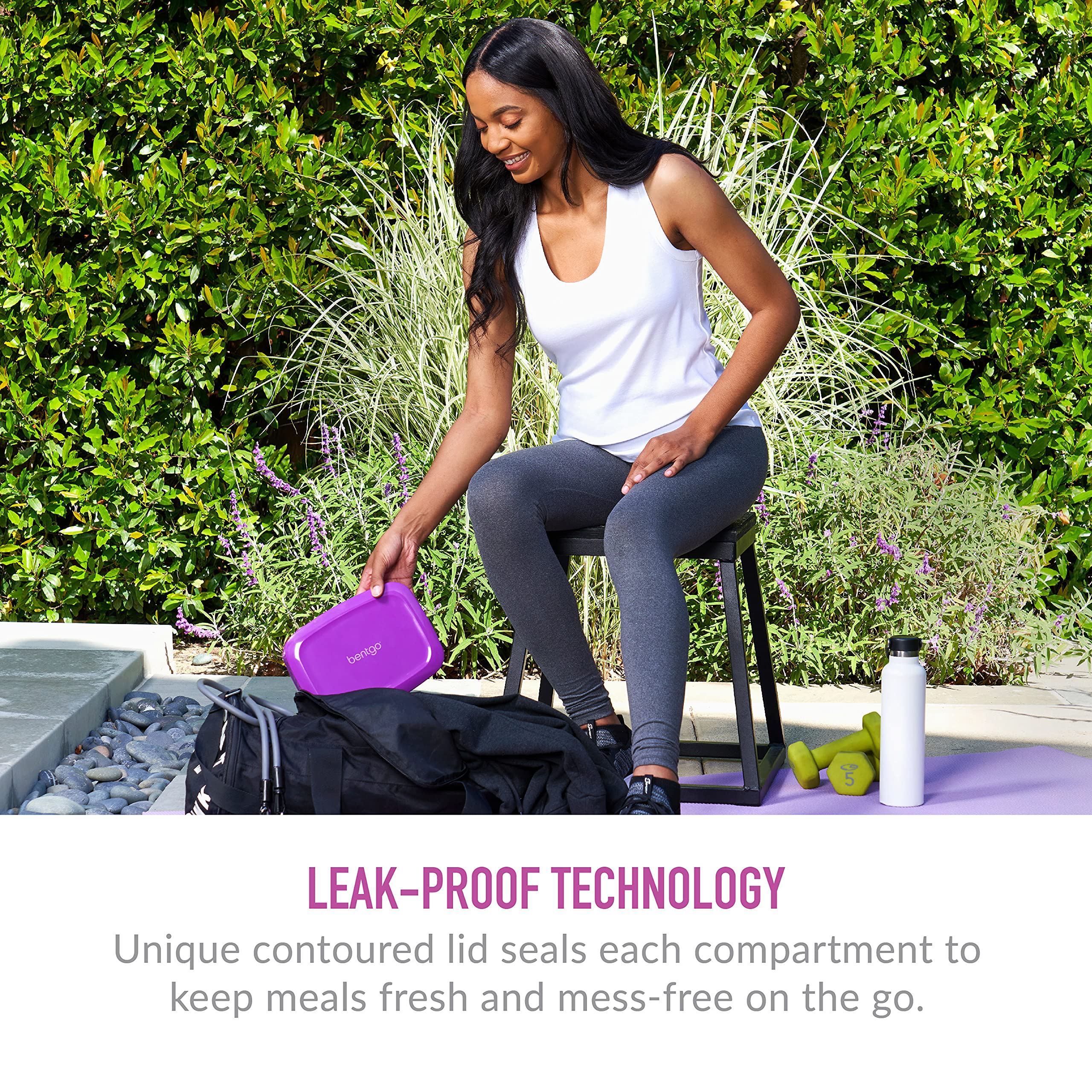 Bentgo® Fresh – Leak-Proof, Versatile 4-Compartment Bento-Style Lunch Box with Removable Divider, Portion-Controlled Meals for Teens and Adults On-The-Go – BPA-Free, Food-Safe Materials (Purple)