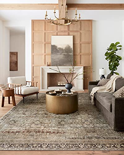 Loloi Layla Collection, LAY-03, Olive/Charcoal, 2'-6" x 12'-0", .13" Thick, Runner Rug, Soft, Durable, Vintage Inspired, Distressed, Low Pile, Non-Shedding, Easy Clean, Printed, Living Room Rug