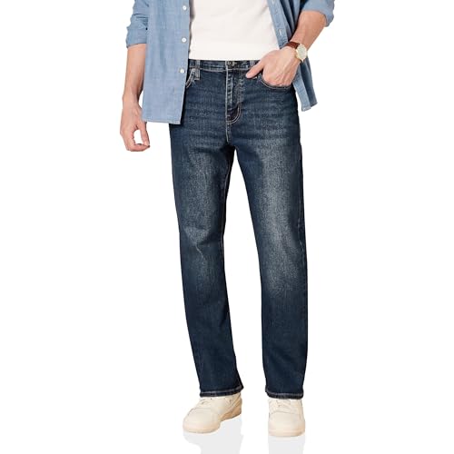 Amazon Essentials Men's Straight-Fit Stretch Jean, Dark Wash, 36W x 30L