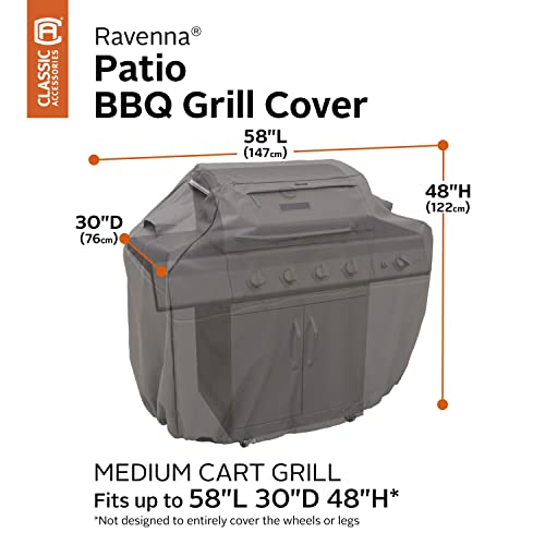 Classic Accessories Ravenna Water-Resistant 58 Inch BBQ Grill Cover and 108 Inch Rectangular/Oval Patio Table & Chair Set Cover Bundle