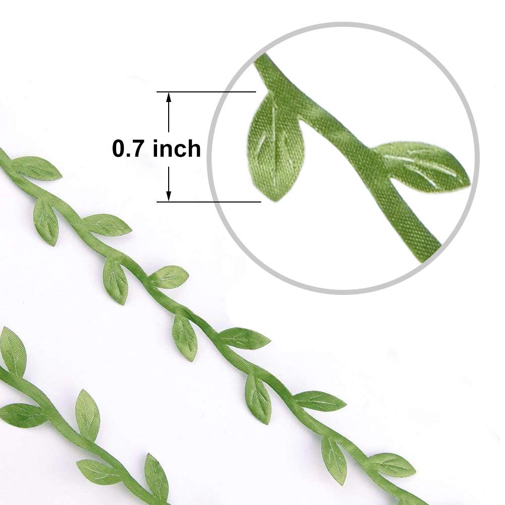 Lvydec Artificial Vine Greenery Garland, 265 Feet Green Leaves Ribbon Fake Ivy Leaf Garland for DIY Wedding Party Craft Wall Decoration