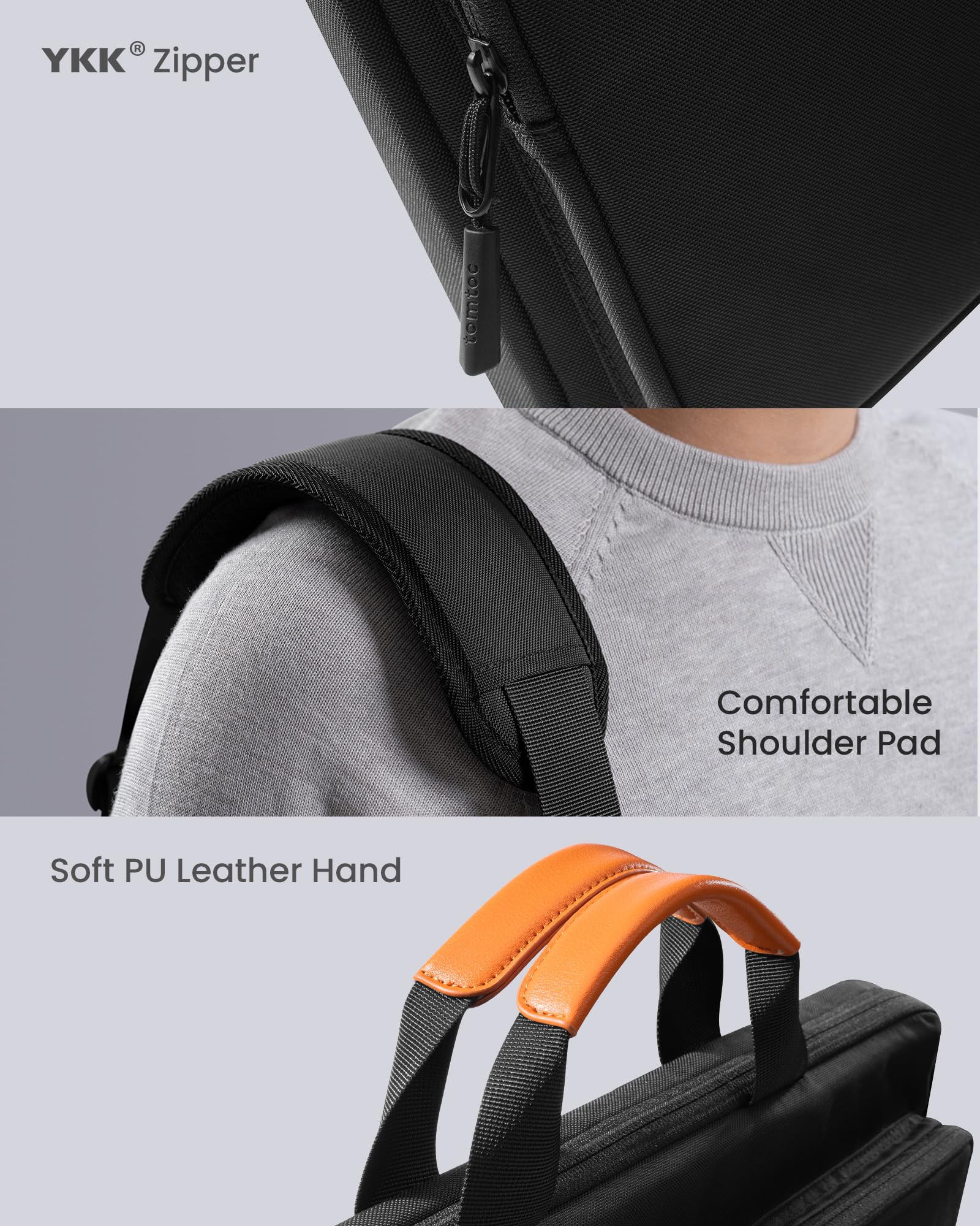 tomtoc 360 Protective Laptop Shoulder Bag for 15 Inch New MacBook Air M3/A3114 M2/A2941 2024-2023, 15 Inch Microsoft Surface Laptop 6/5, Water-Resistant Accessory Case for MacBook Pro A1990 A1707