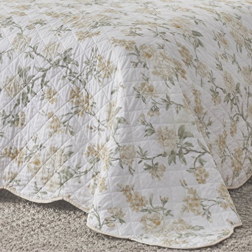 Nostalgia Home Juliette Yellow Floral King Bedspread, White