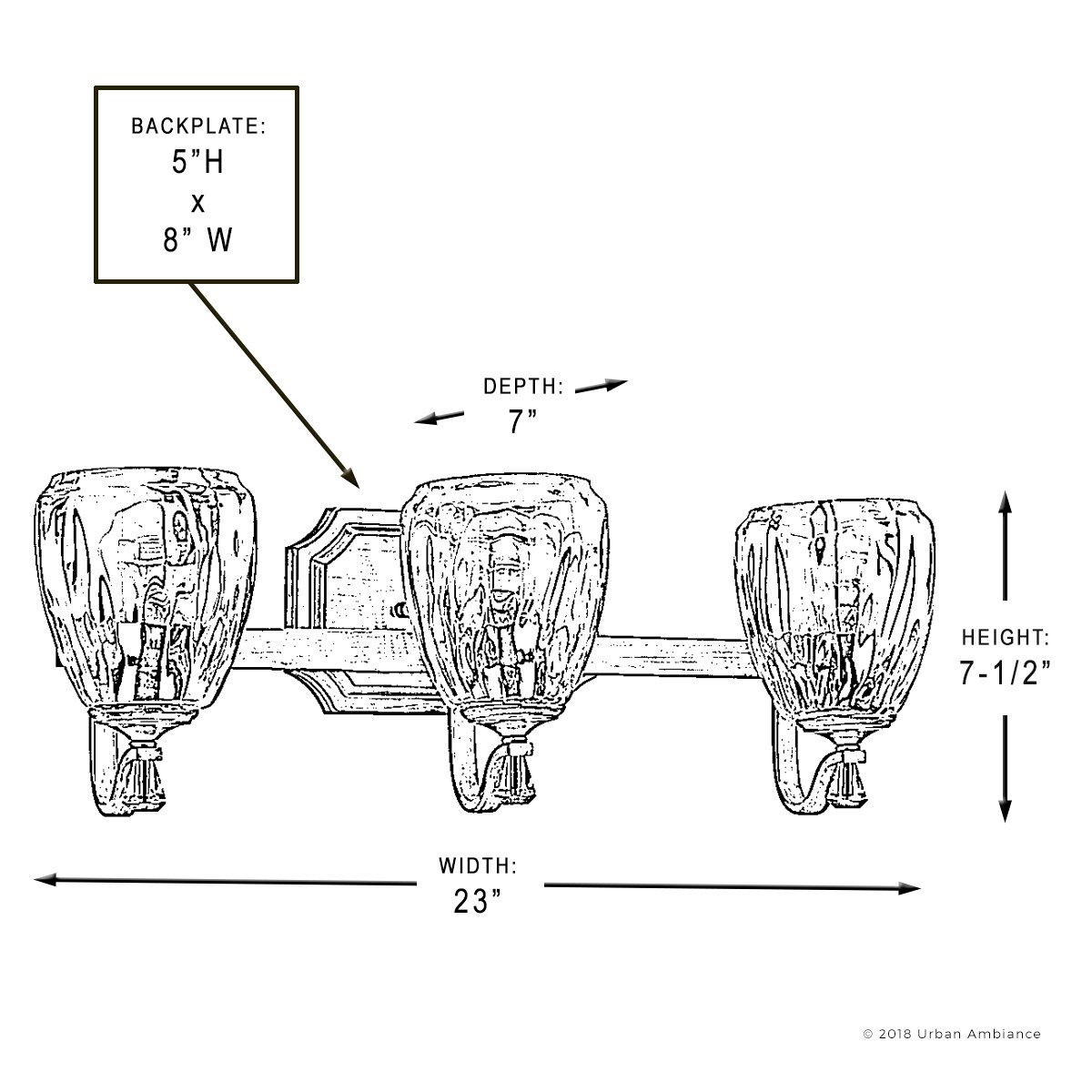Urban Ambiance Luxury Crystal Bathroom Vanity Light, Medium Size: 7.5" H x 23" W, with French Country Style Elements, Olde Bronze Finish and Clear Water Shade, UHP2033 from The Ravenna Collection