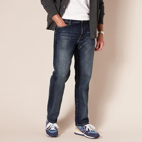 Amazon Essentials Men's Straight-Fit Stretch Jean, Dark Wash, 29W x 28L