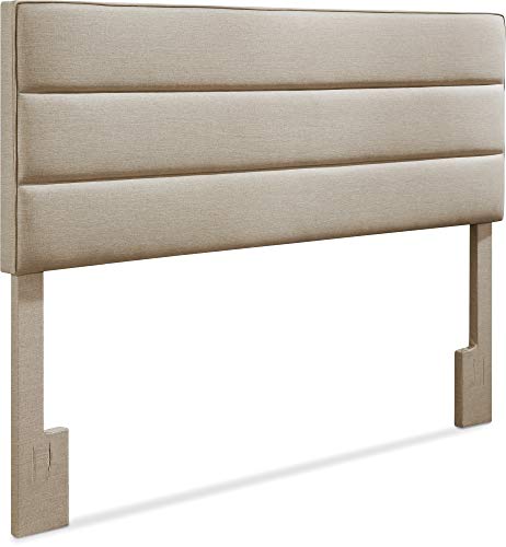 Serta Palisades Collection Upholstered Padded Headboard Modern Tufted Design, Soft Linen-Textured Fabric, Eastern King, Beige