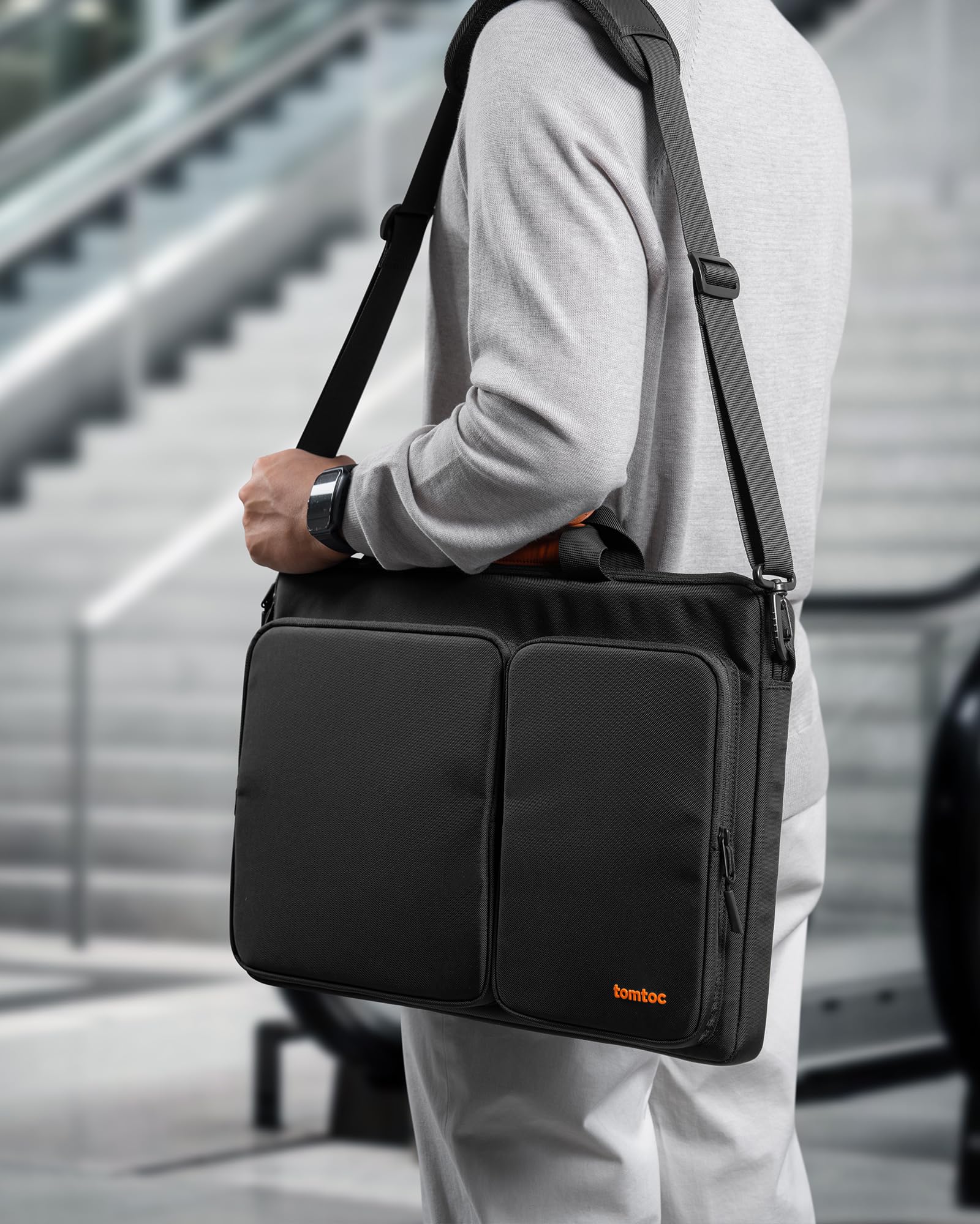 tomtoc 360 Protective Laptop Shoulder Bag for 15 Inch New MacBook Air M3/A3114 M2/A2941 2024-2023, 15 Inch Microsoft Surface Laptop 6/5, Water-Resistant Accessory Case for MacBook Pro A1990 A1707
