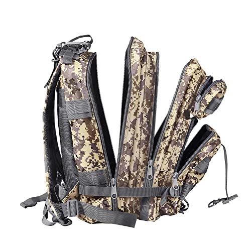 Flexzion Assault Pack Backpack - 40L Large Tactical Bags for Men Military Style Backpack, MOLLE Bug Out Gear Backpack, Water-Resistant RuckSack Army Backpack for Men and Women - Arctic Camouflage