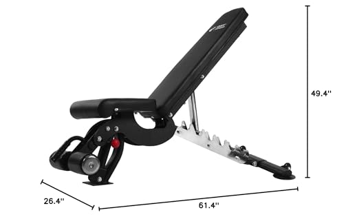 DAY1 FITNESS Adjustable Weight Bench, 1000 lb by D1F for Strength Training -Incline, Decline, Flat Workout Benches for Lifting, Flies, Chest Press, Dips -Utility Equipment for Personal, Commercial Gym