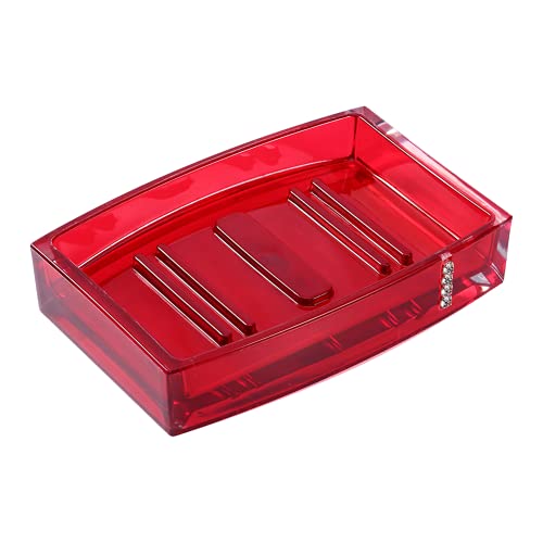 5PC Acrylic Bathroom Accessories Set Red Bath Ensemble Includes Emulsion Bottle Gargle Cup Toothbrush Holder Soap Dish for Home New Apartment Hotel,Toilet Brush Holder