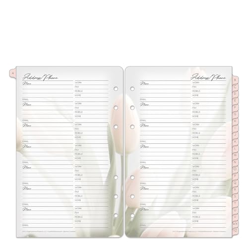FranklinCovey - Blooms Address/Phone Tabs - Expansion for Planners (Compact, Pink/Green)