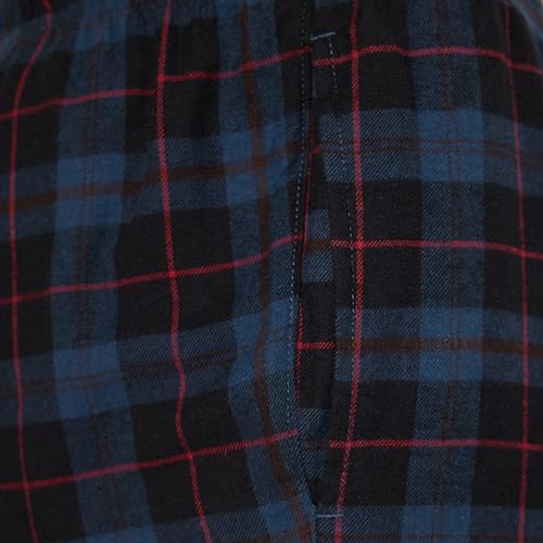 Amazon Essentials Men's Flannel Pajama Pant (Available in Big & Tall), Black Blue Plaid, Large