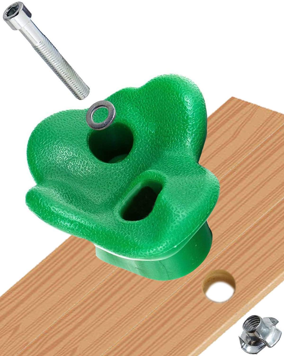 NOSTIFY 25 Pcs Colourful Pig Nose Shape Rock Climbing Holds with Blue & Green Auxiliary Handles, Indoor Outdoor Playground Wooden Play Set Build Exercise Toy Accessory - Mounting Hardware Kit Included