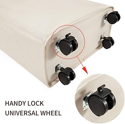 Chrislley 45L Slim Laundry Hamper with Wheels Narrow Rolling Laundry Basket Foldable Dirty Clothes Portable Skinny Hamper Organizer Storage Bins (23.2 inches, Beige 3)