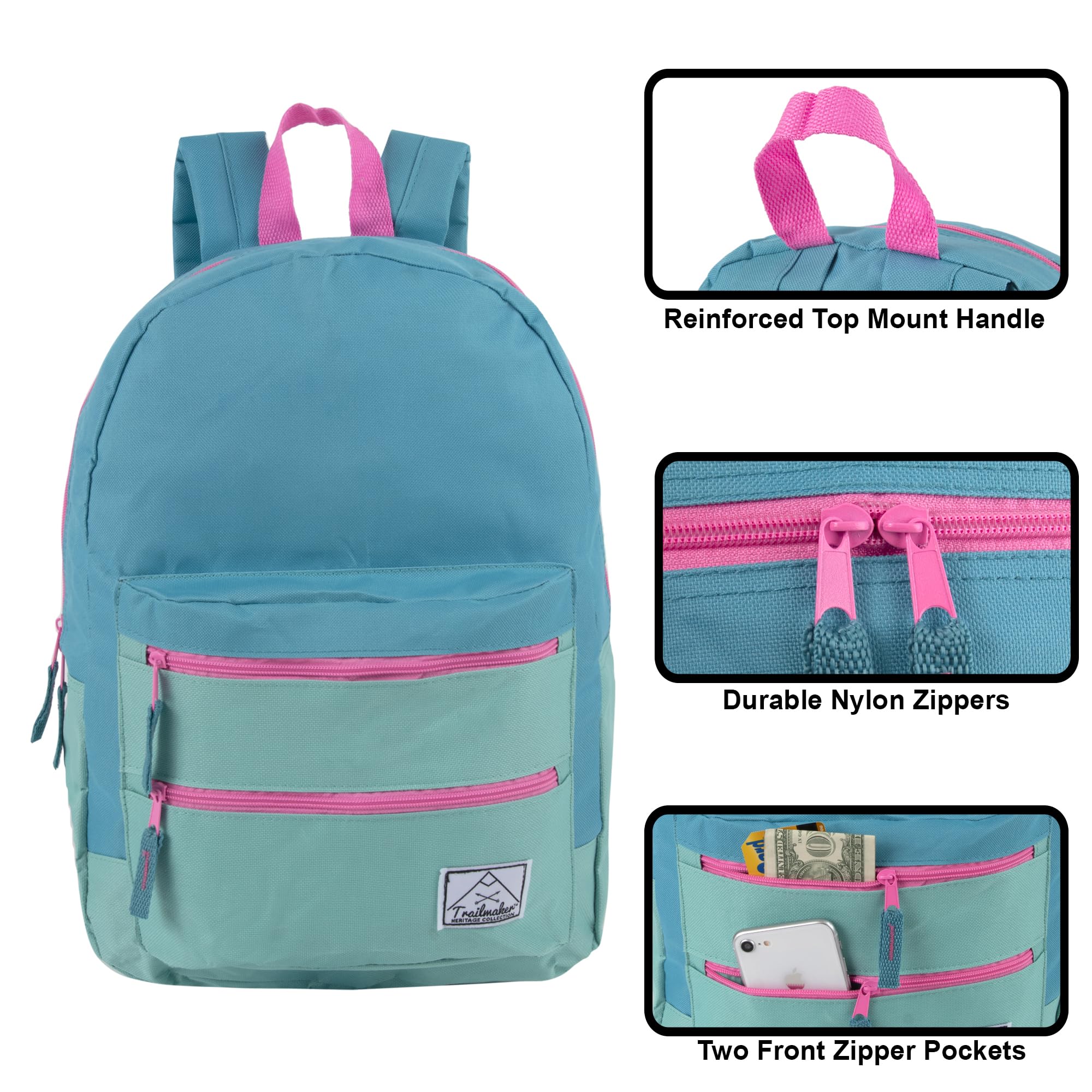 Trail maker Multi-Color Back Pack with Adjustable Padded Shoulder (Green)