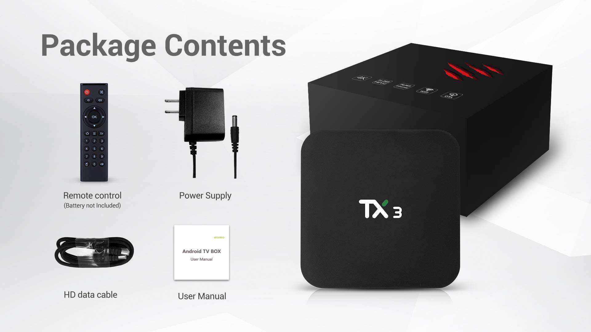 Amlogic S905X3 Android 9.0 TX3 4GB DDR3 RAM 64GB ROM TV Box Android TV Box 4K Ultra HD Support 2.4G/5.8G Dual WiFi BT 4.0 HD 2.1 USB 3.0 with h9