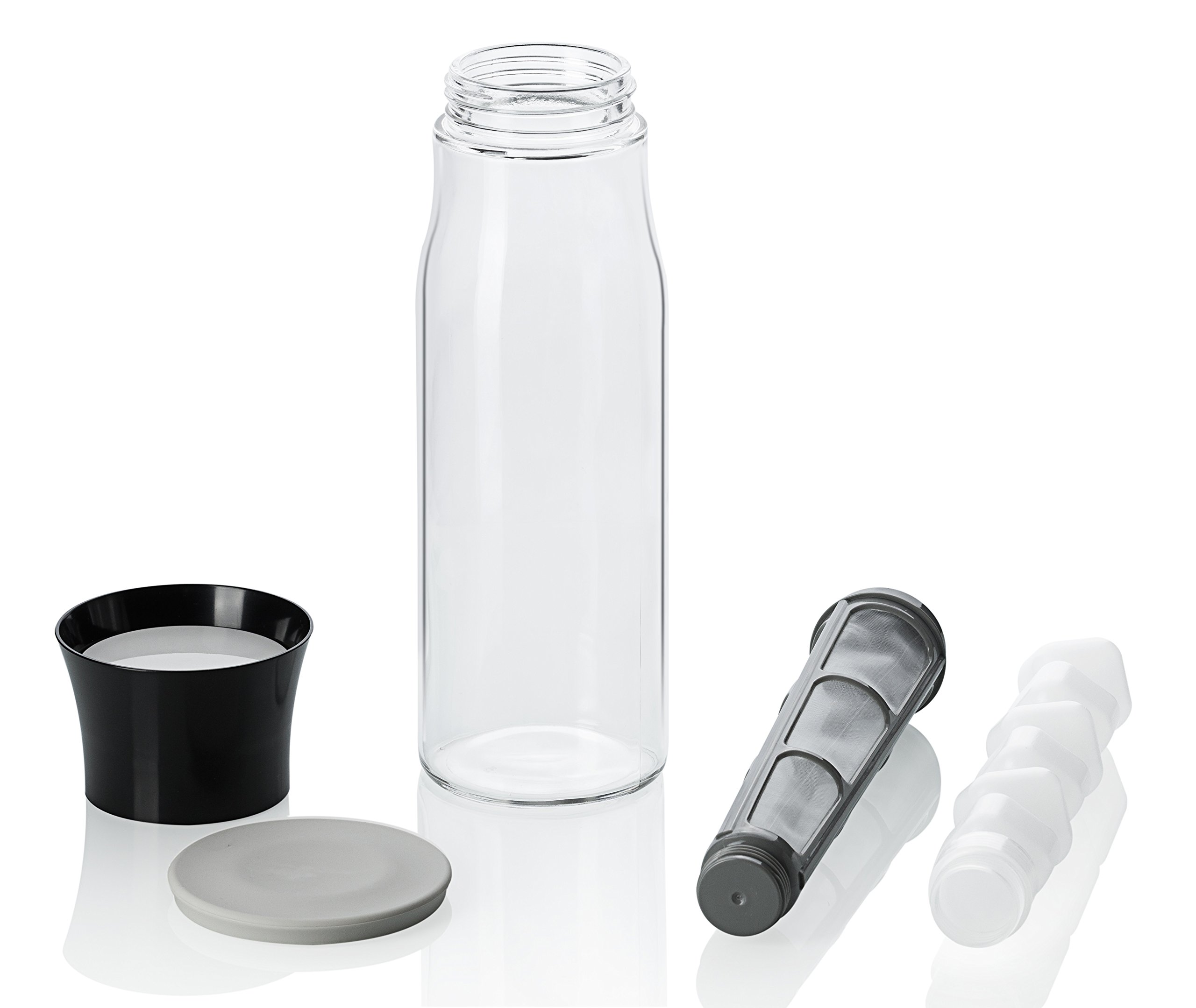 Cold Brew Coffee Maker Pitcher 1 Quart Reusable Airtight Glass Bottle Drip Proof Lid With Coffee Mesh Filter For Homemade Coldbrew And Iced Coffee And Tea Infuser Plus Ice Tube By Perlli