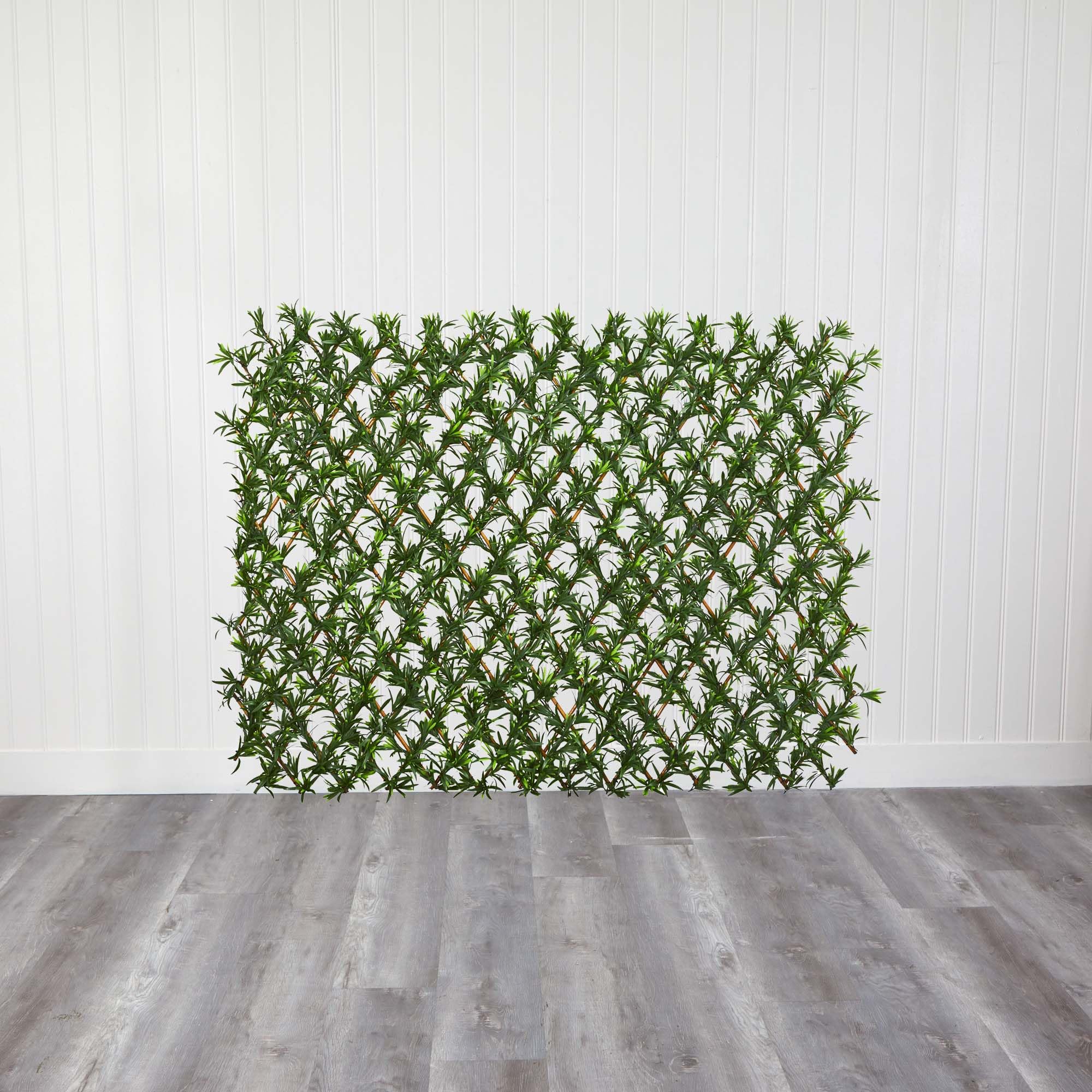 Nearly Natural Podocarpus Expandable Fence Artificial Plant, 16 In. W x 4 In. D x 58 In. H, Green