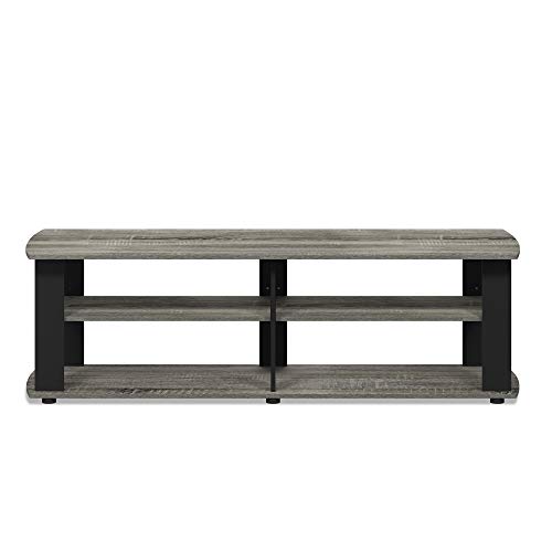 FURINNO Nelly Entertainment Center TV Stand, Short 43.3"(W) x13.4(H) x13.1(D), French Oak Grey/Black