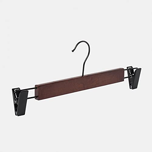 Wooden Pants Hangers Non Slip Grip Clips 360° Swivel Hook Solid Wood (13 inch) TPAG102910