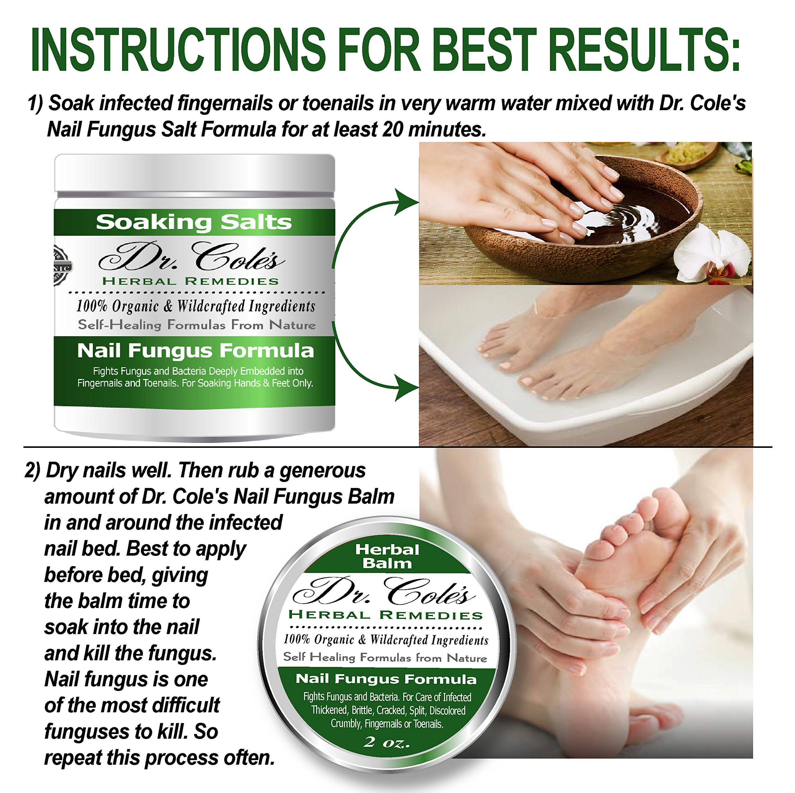 Dr. Cole’s Organic Herbal Nail Fungus Balm - May Assist with Repairing Thick, Cracked or Flakey Fingernails and Toenails