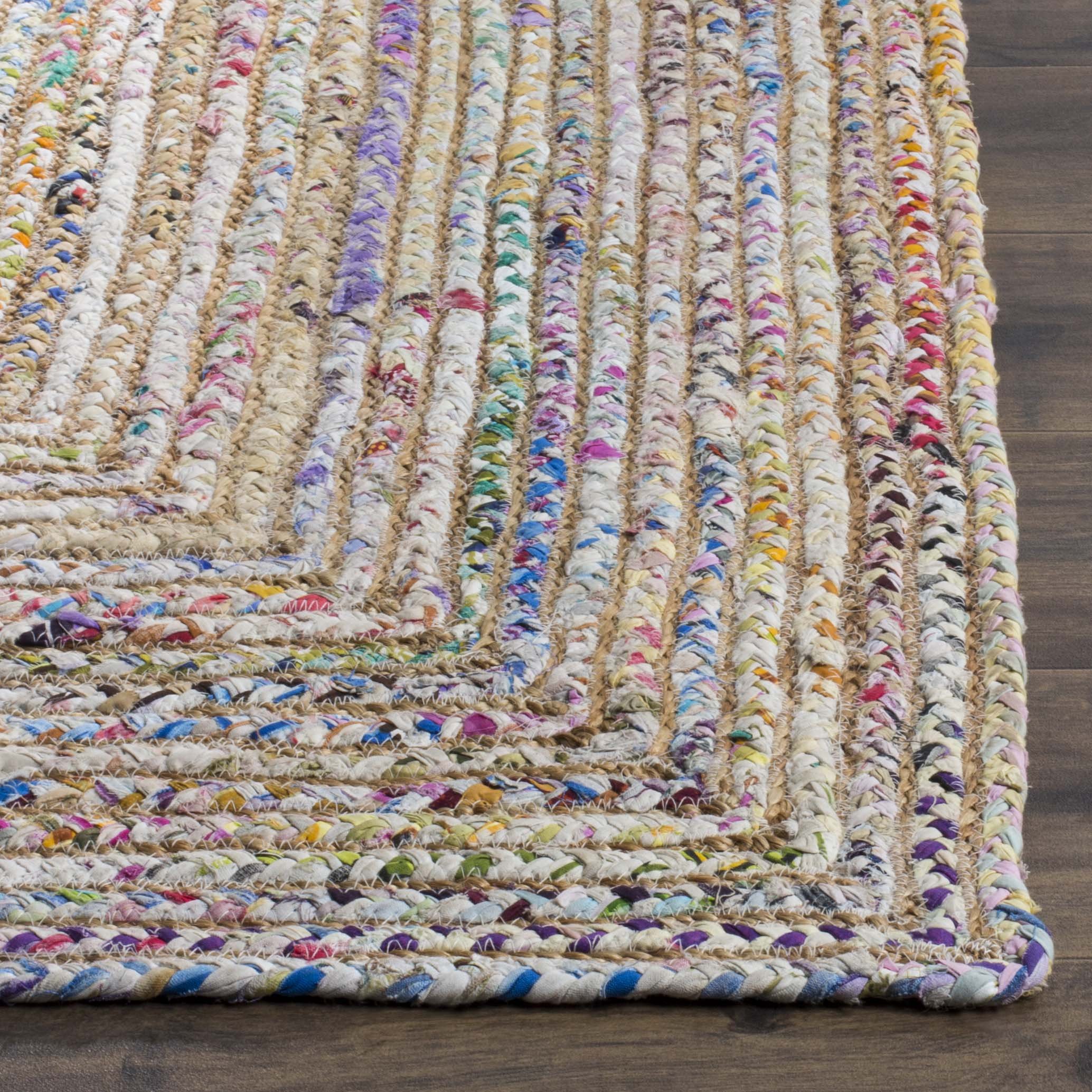 SAFAVIEH Cape Cod Collection Runner Rug - 2'3" x 12', Beige & Multi, Handmade Boho Braided Jute & Cotton, Ideal for High Traffic Areas in Living Room, Bedroom (CAP202B)