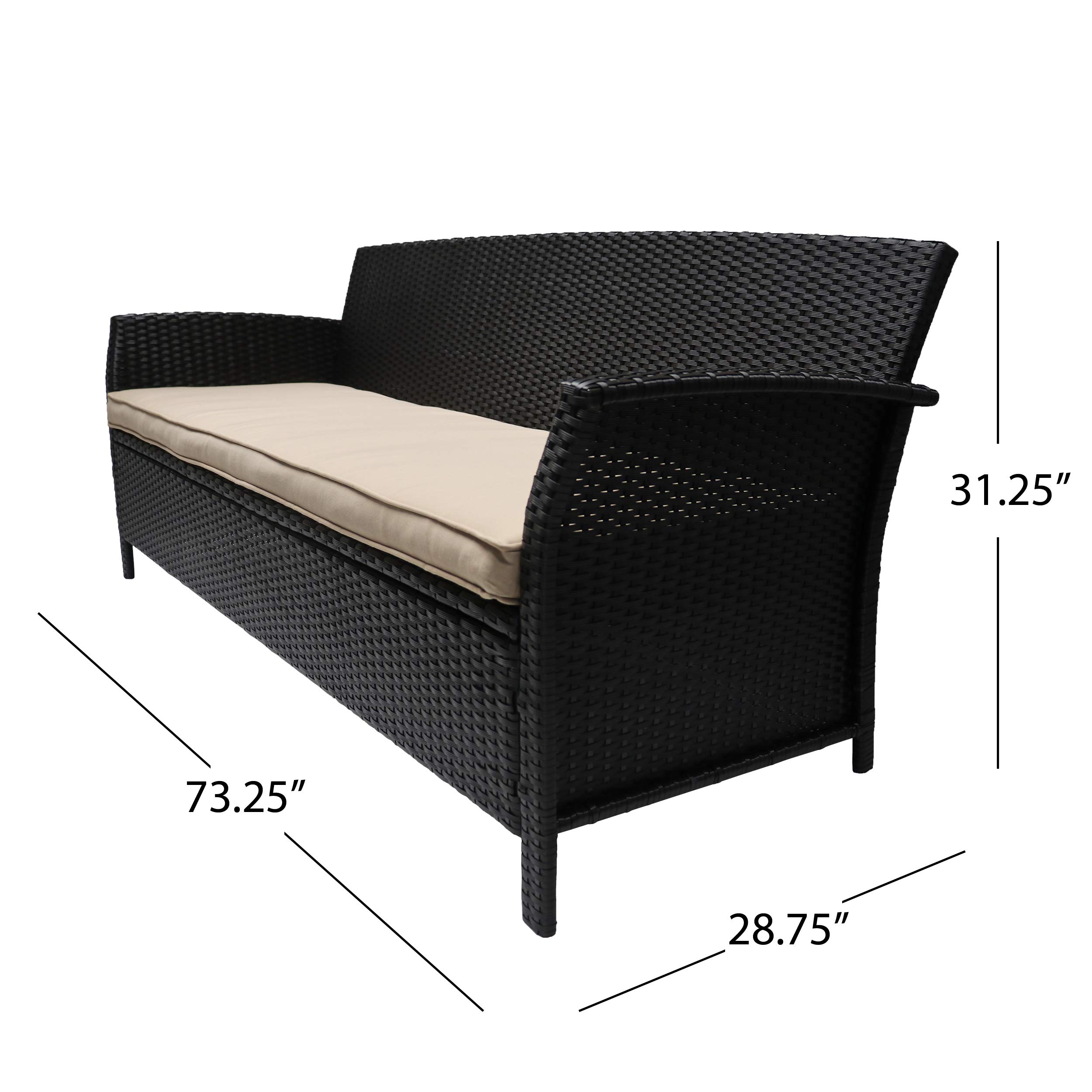 Christopher Knight Home Auguste Outdoor Wicker 3 Seater Sofa, Brown/Tan