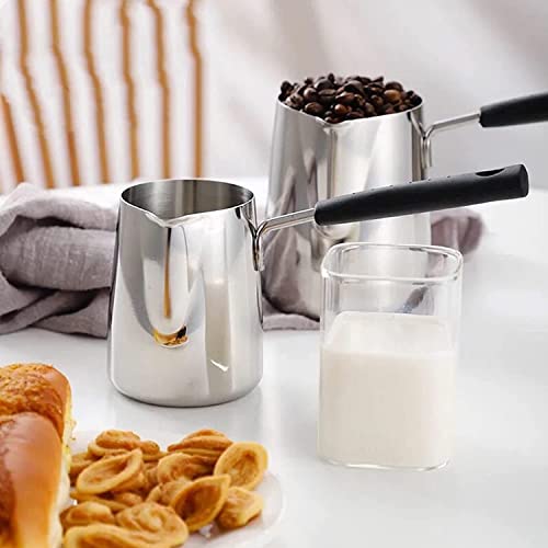 Turkish Coffee Pot, Stainless Steel Milk and Coffee Warmer, Ibrik Cezve Arabic Briki Coffee Pot, Chocolate and Butter Melting Pot with Heat Resistant Handle, 20 OZ, 600 ML
