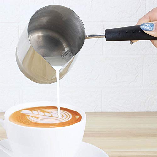 Turkish Coffee Pot, Stainless Steel Milk and Coffee Warmer, Ibrik Cezve Arabic Briki Coffee Pot, Chocolate and Butter Melting Pot with Heat Resistant Handle, 20 OZ, 600 ML
